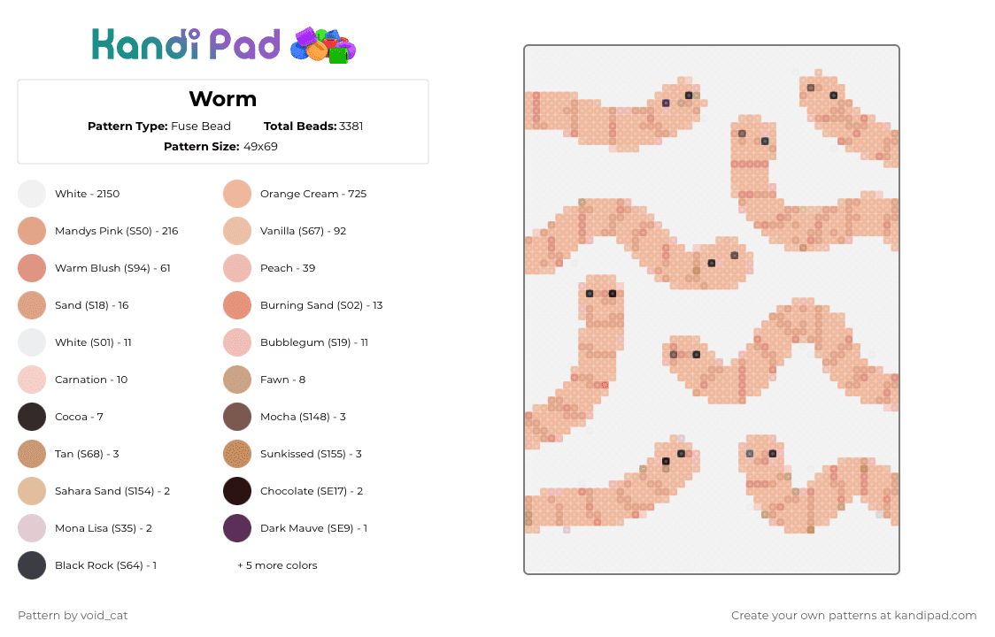 Worm Fuse Bead Pattern - Kandi Pad | Kandi Patterns, Fuse Bead Patterns ...