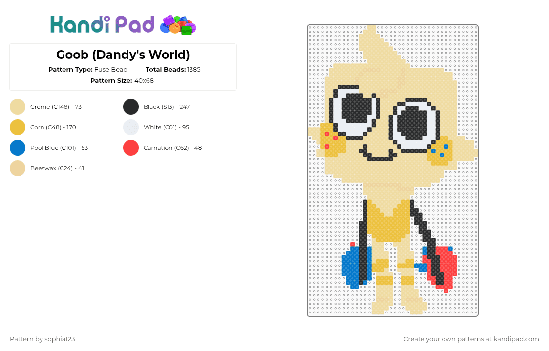Goob 🫂 (Dandy's World) Fuse Bead Pattern - Kandi Pad | Kandi Patterns ...