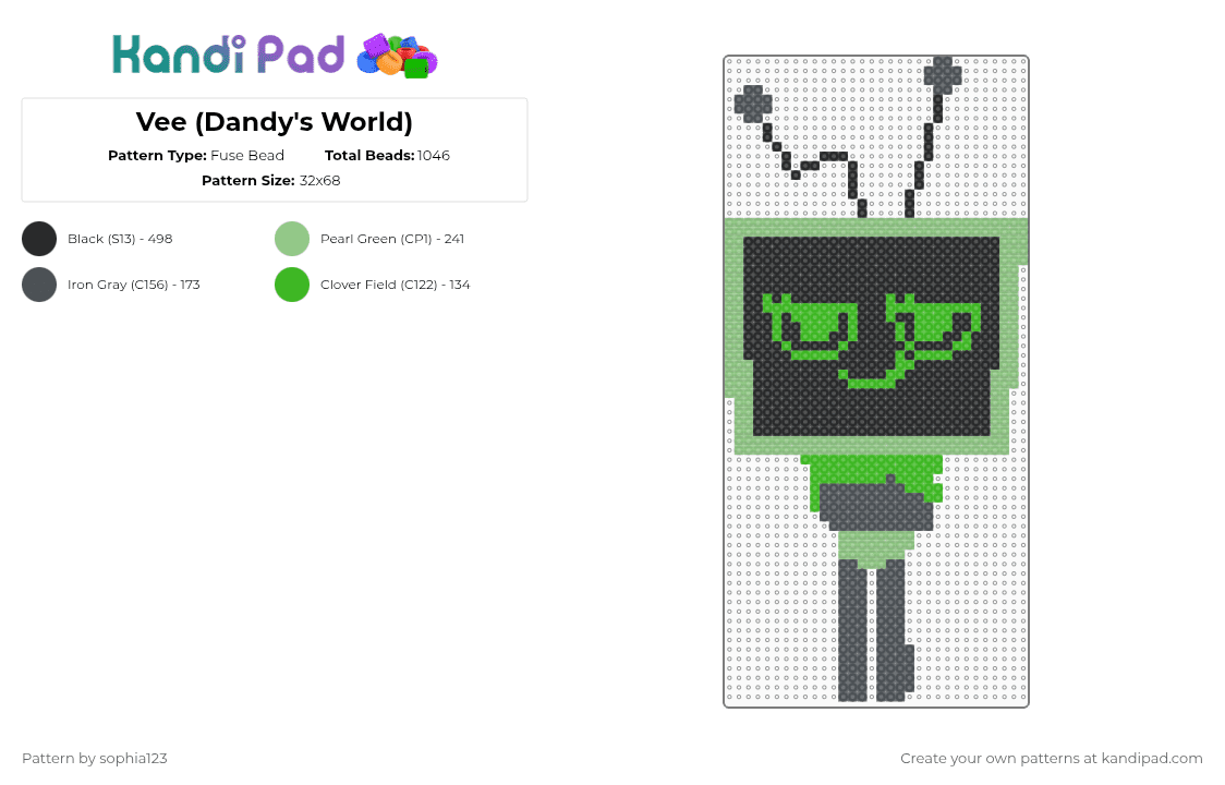 Vee 📺 (Dandy's World) Fuse Bead Pattern - Kandi Pad | Kandi Patterns ...