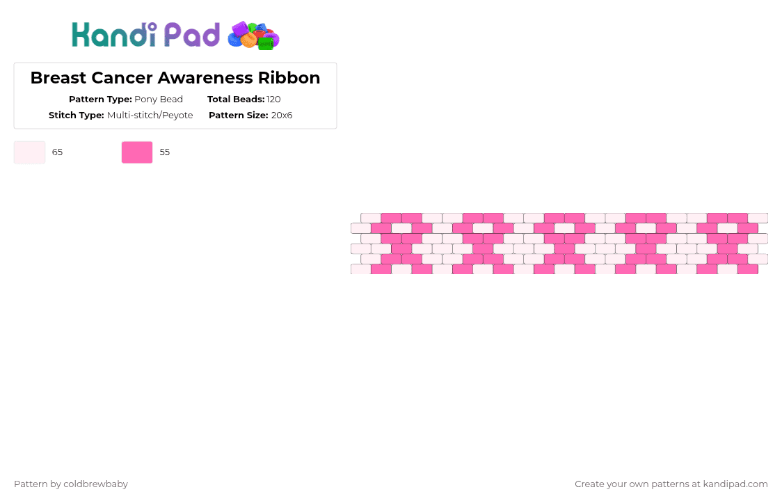Breast Cancer Awareness Ribbon Pony Bead Pattern - Kandi Pad | Kandi ...