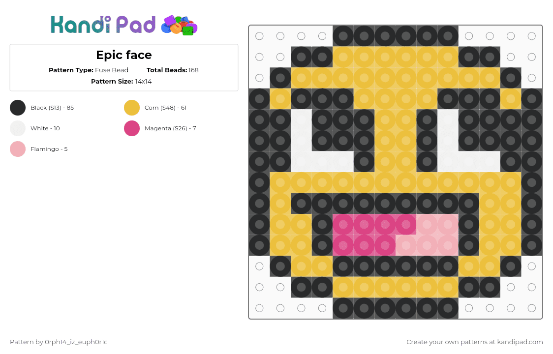Epic face Fuse Bead Pattern - Kandi Pad | Kandi Patterns, Fuse Bead ...