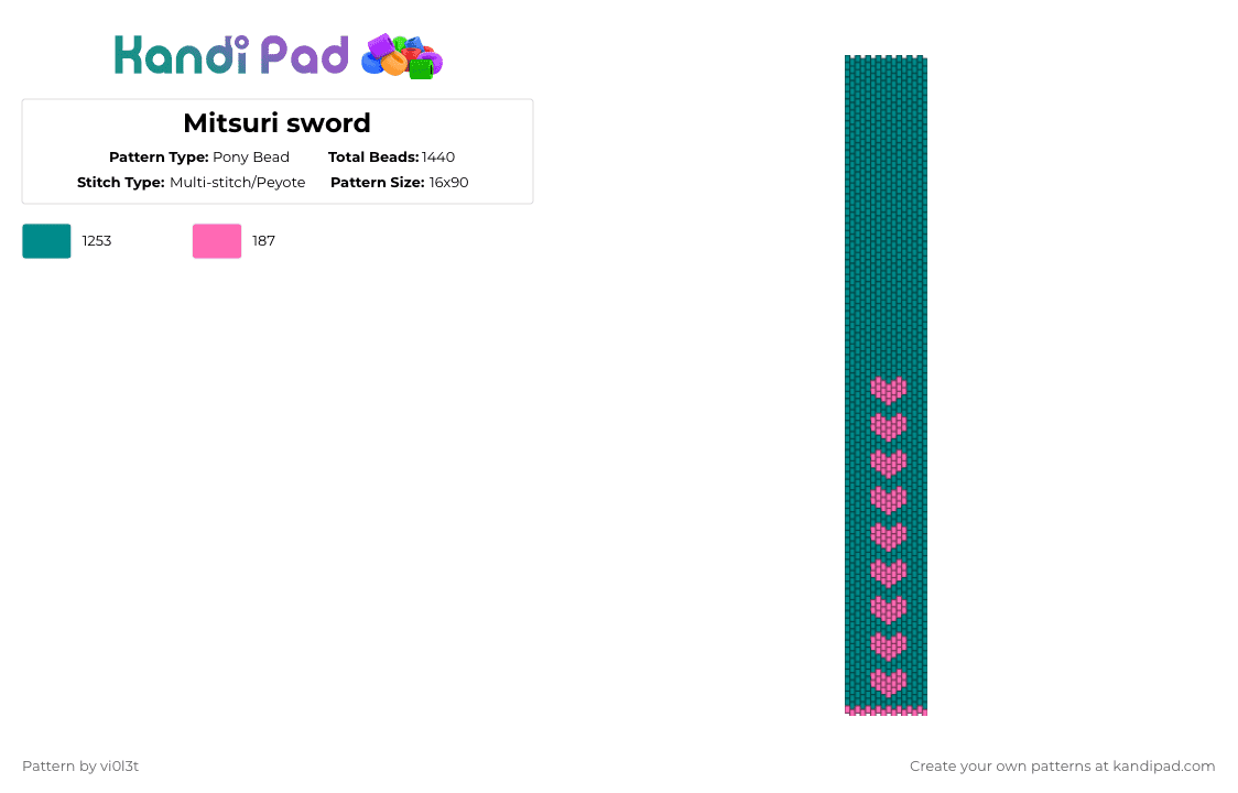 Mitsuri sword Pony Bead Pattern - Kandi Pad | Kandi Patterns, Fuse Bead ...
