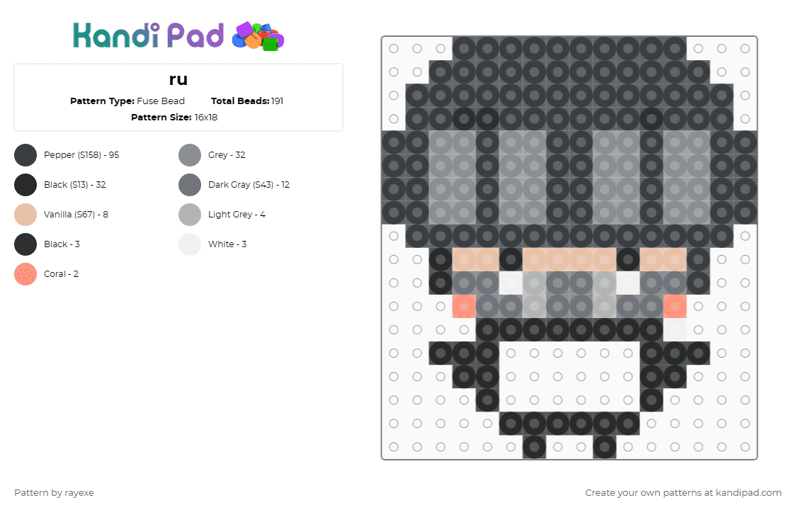 Ru Fuse Bead Pattern - Kandi Pad | Kandi Patterns, Fuse Bead Patterns ...