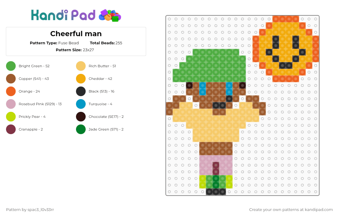 Cheerful man Fuse Bead Pattern - Kandi Pad | Kandi Patterns, Fuse Bead ...
