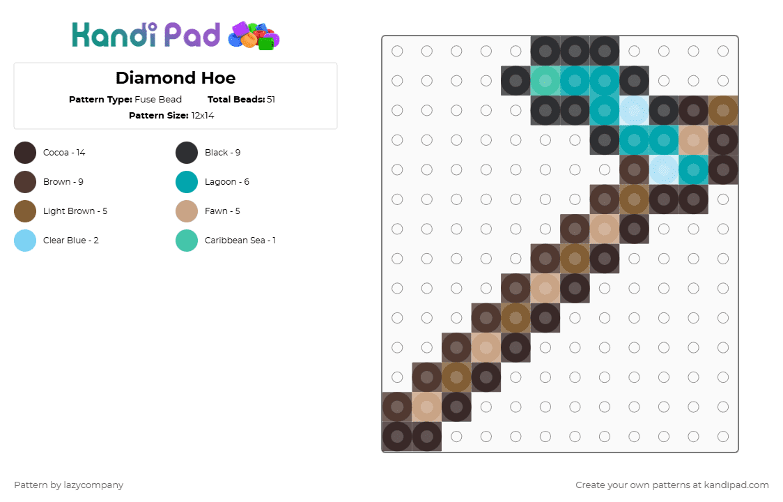 Diamond Hoe Fuse Bead Pattern - Kandi Pad | Kandi Patterns, Fuse Bead ...