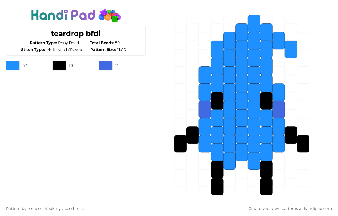 Teardrop bfdi Pony Bead Pattern - Kandi Pad | Kandi Patterns, Fuse Bead ...