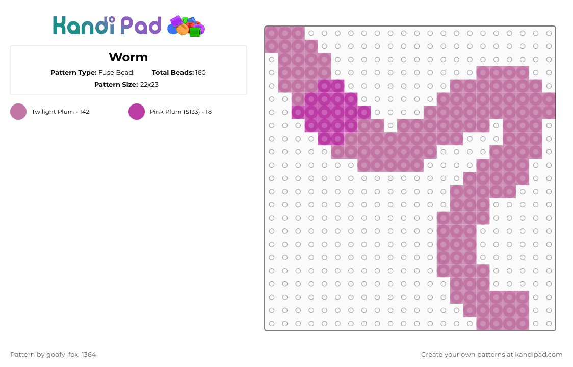 Worm Fuse Bead Pattern - Kandi Pad | Kandi Patterns, Fuse Bead Patterns ...