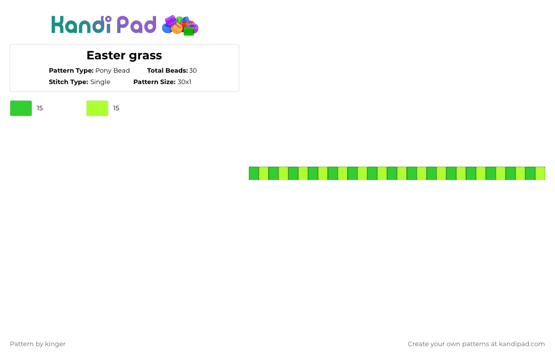 Easter grass Pony Bead Pattern - Kandi Pad | Kandi Patterns, Fuse Bead ...