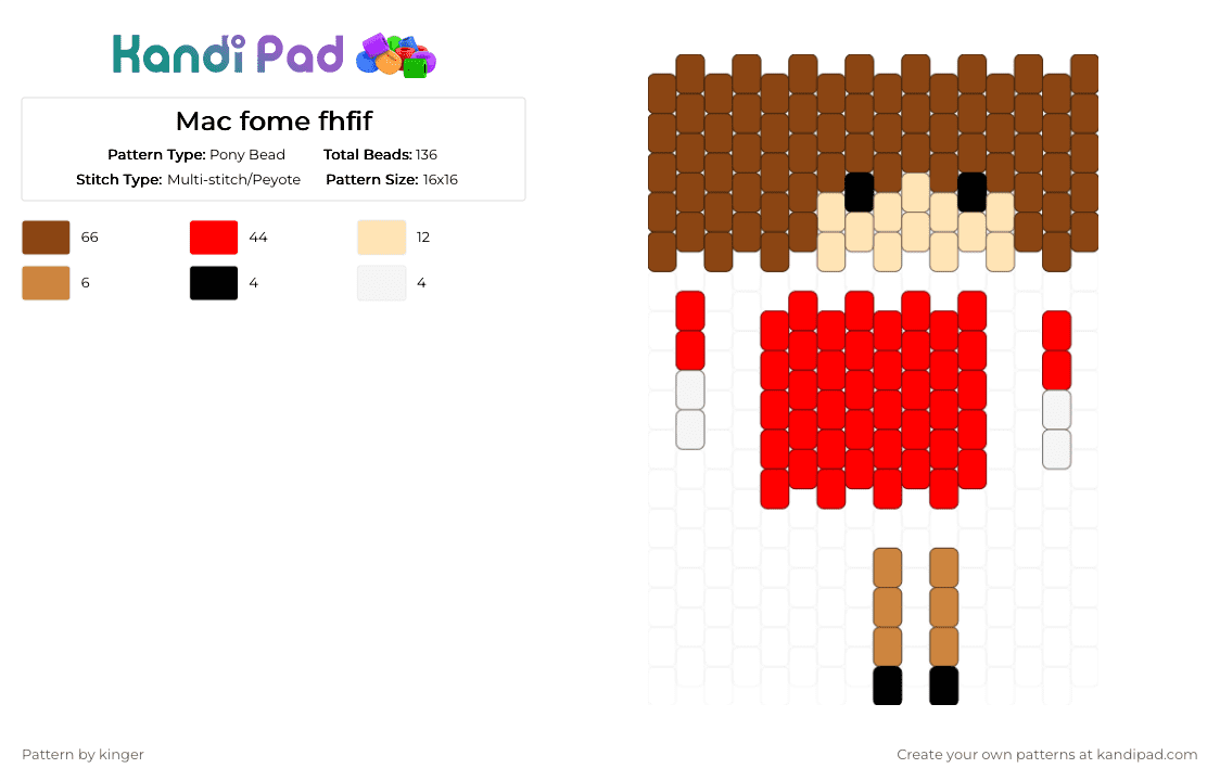 Mac from fhfif Pony Bead Pattern - Kandi Pad | Kandi Patterns, Fuse ...