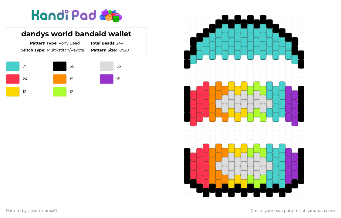 Dandys world bandaid wallet Pony Bead Pattern - Kandi Pad | Kandi ...