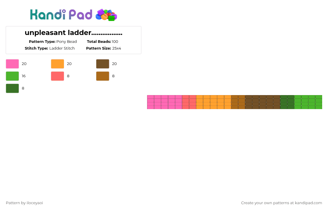 Unpleasant ladder................. Pony Bead Pattern - Kandi Pad ...