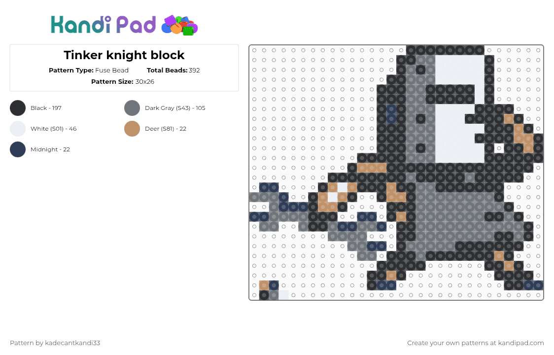 Tinker knight block Fuse Bead Pattern - Kandi Pad | Kandi Patterns ...