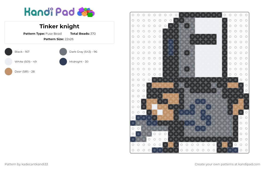 Tinker knight Fuse Bead Pattern - Kandi Pad | Kandi Patterns, Fuse Bead ...
