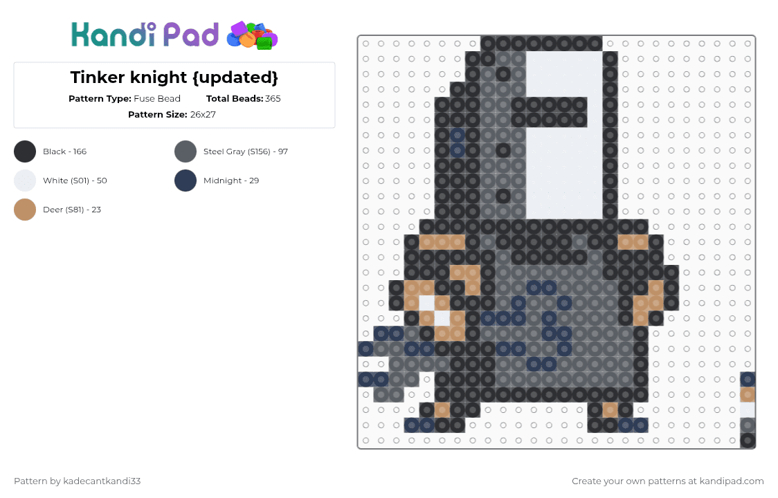 Tinker knight {updated} Fuse Bead Pattern - Kandi Pad | Kandi Patterns ...