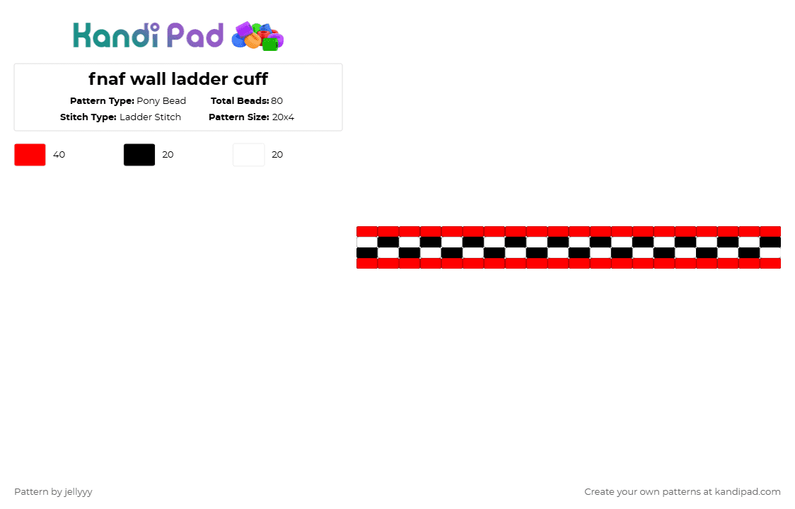 Fnaf wall ladder cuff Pony Bead Pattern - Kandi Pad | Kandi Patterns ...