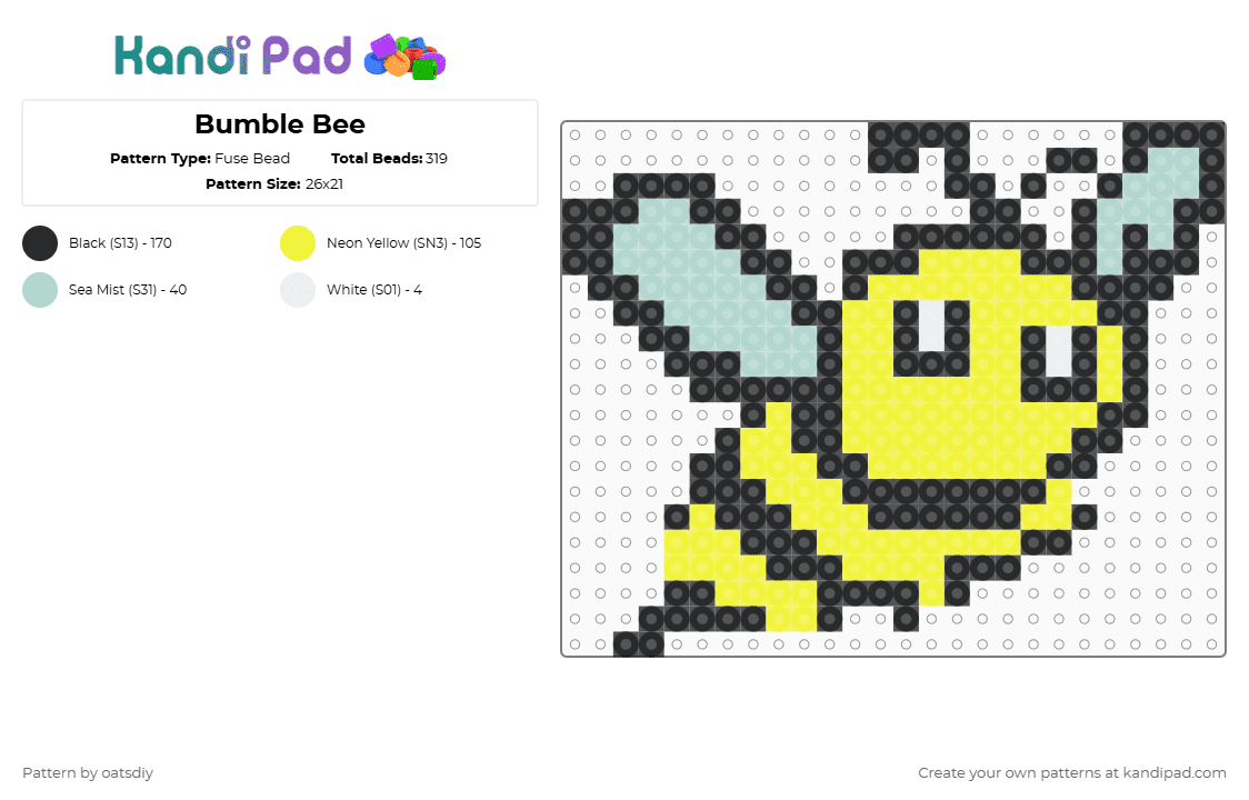 Bumble Bee Fuse Bead Pattern - Kandi Pad | Kandi Patterns, Fuse Bead ...