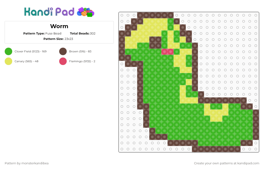 Worm Fuse Bead Pattern - Kandi Pad | Kandi Patterns, Fuse Bead Patterns ...
