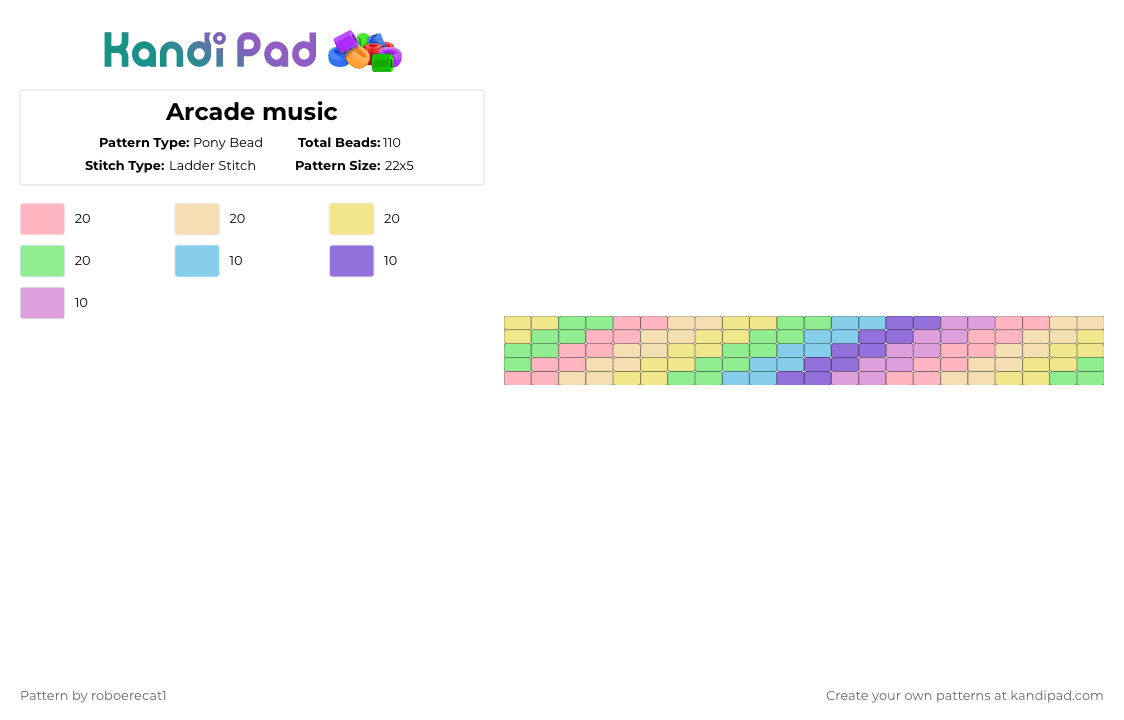 Arcade music Pony Bead Pattern - Kandi Pad | Kandi Patterns, Fuse Bead ...