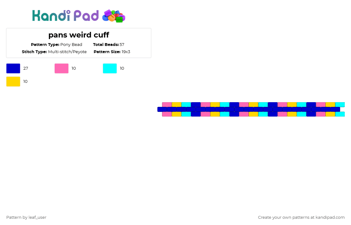 Pans weird cuff Pony Bead Pattern - Kandi Pad | Kandi Patterns, Fuse ...