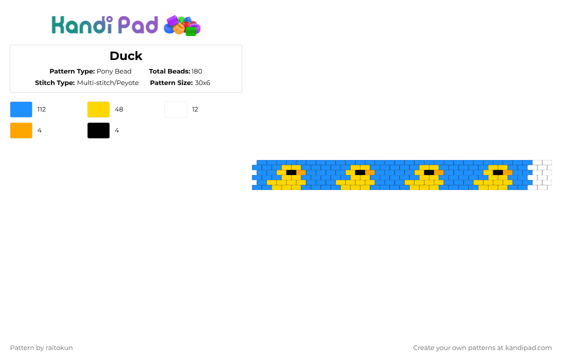 Duck Pony Bead Pattern - Kandi Pad | Kandi Patterns, Fuse Bead Patterns ...