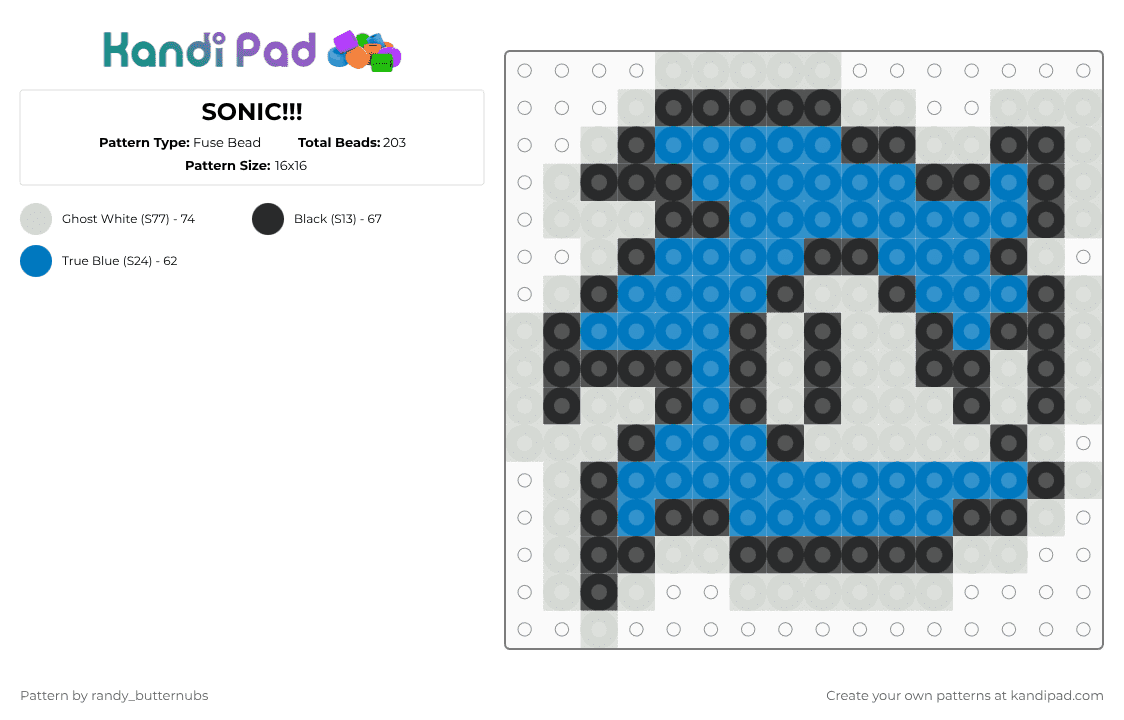 SONIC!!! Fuse Bead Pattern - Kandi Pad | Kandi Patterns, Fuse Bead ...