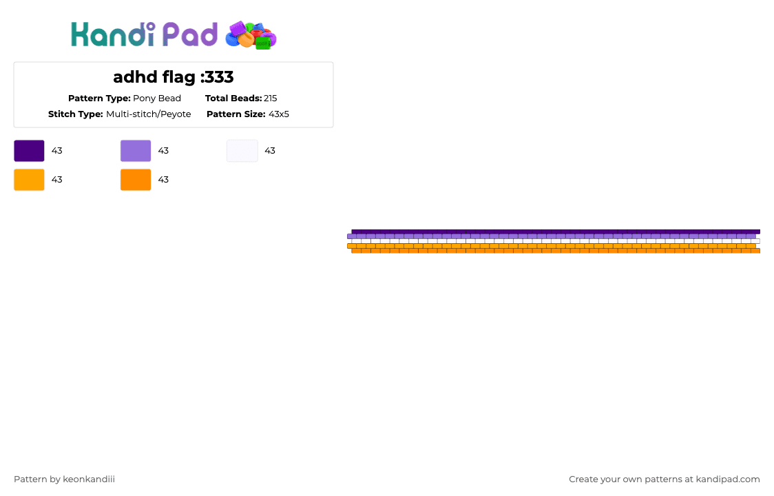 Adhd flag :333 Pony Bead Pattern - Kandi Pad | Kandi Patterns, Fuse ...