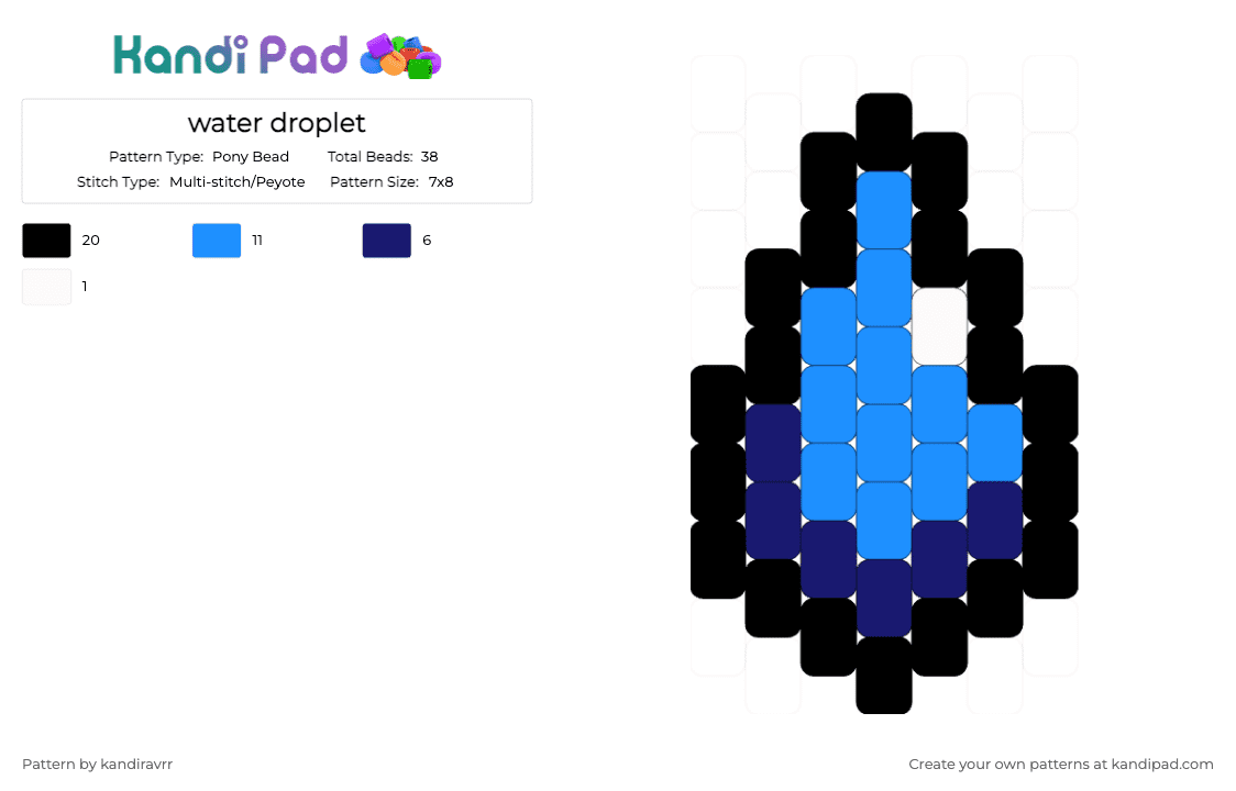 Water droplet Pony Bead Pattern - Kandi Pad | Kandi Patterns, Fuse Bead ...