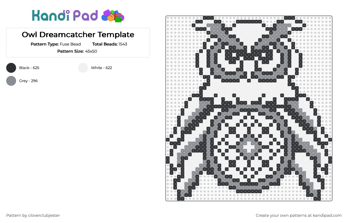 Owl Dreamcatcher Template Fuse Bead Pattern - Kandi Pad | Kandi ...