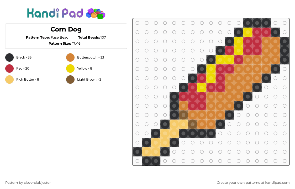 Corn Dog Fuse Bead Pattern - Kandi Pad | Kandi Patterns, Fuse Bead ...