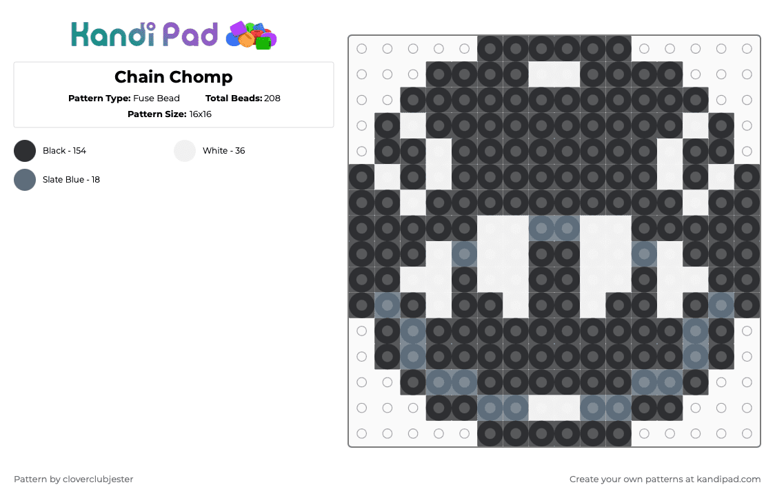Chain Chomp Fuse Bead Pattern - Kandi Pad | Kandi Patterns, Fuse Bead ...