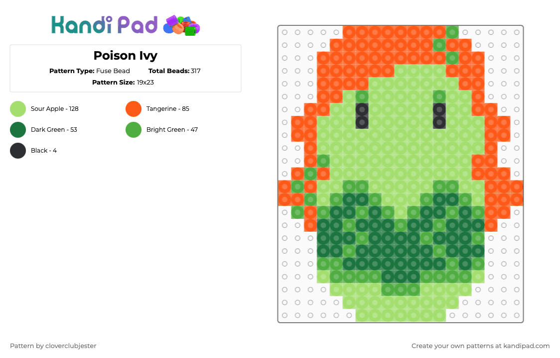 Poison Ivy Fuse Bead Pattern - Kandi Pad | Kandi Patterns, Fuse Bead ...