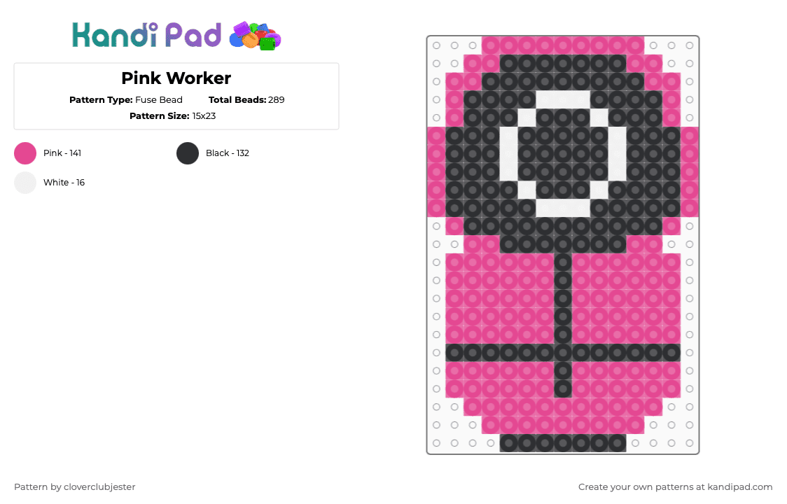 Pink Worker Fuse Bead Pattern - Kandi Pad | Kandi Patterns, Fuse Bead ...