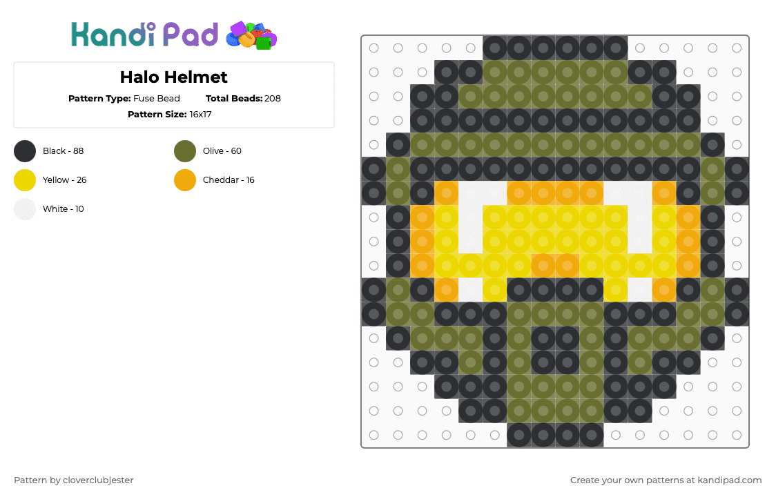 Halo Helmet Fuse Bead Pattern - Kandi Pad | Kandi Patterns, Fuse Bead ...