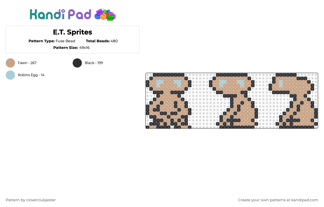E.T. Sprites Fuse Bead Pattern - Kandi Pad | Kandi Patterns, Fuse Bead ...