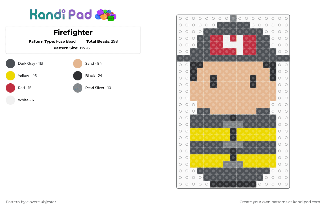 Firefighter Fuse Bead Pattern - Kandi Pad | Kandi Patterns, Fuse Bead ...