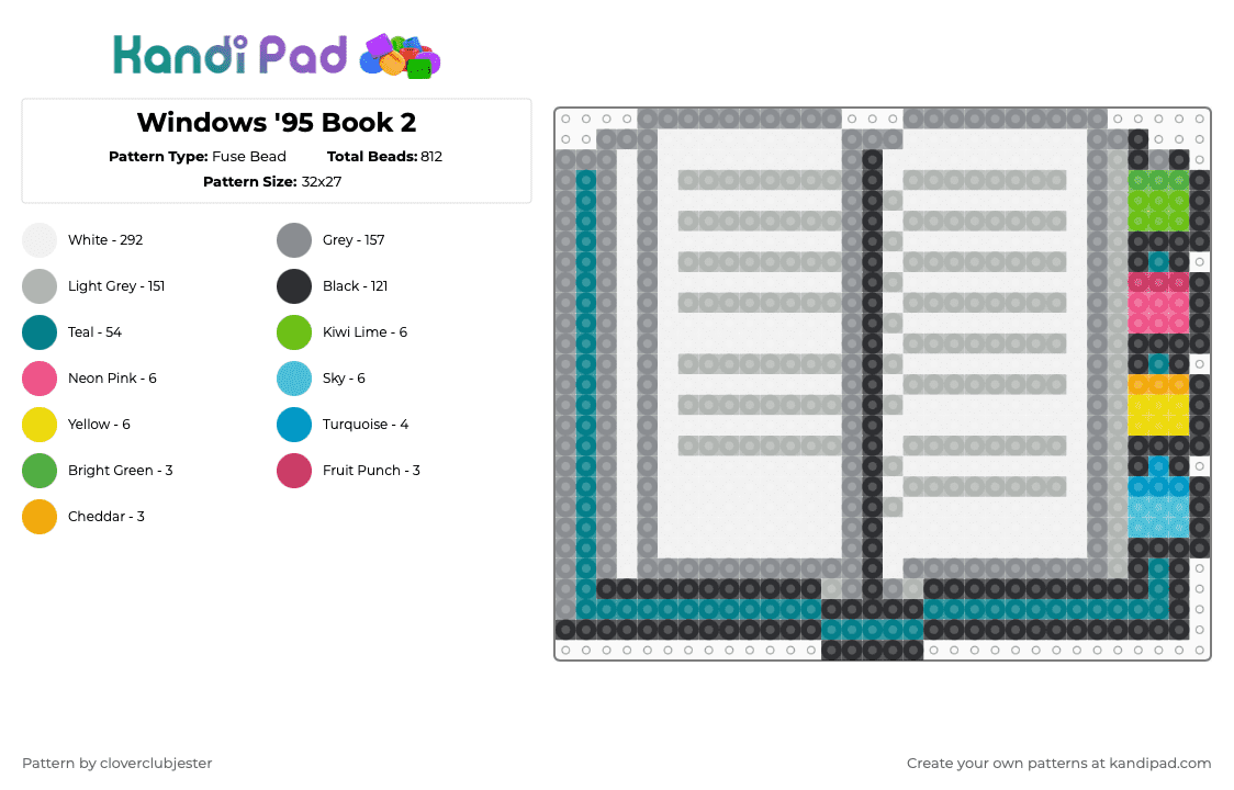 Windows '95 Book 2 Fuse Bead Pattern - Kandi Pad | Kandi Patterns, Fuse ...