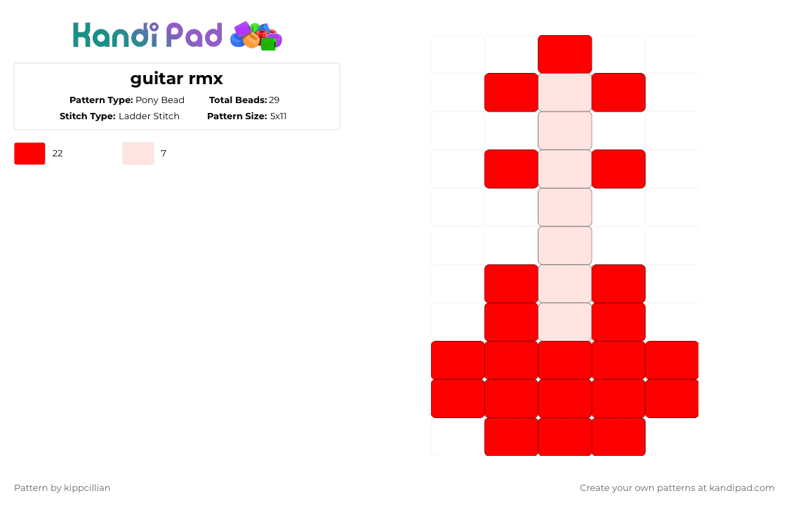 Guitar rmx Pony Bead Pattern - Kandi Pad | Kandi Patterns, Fuse Bead ...