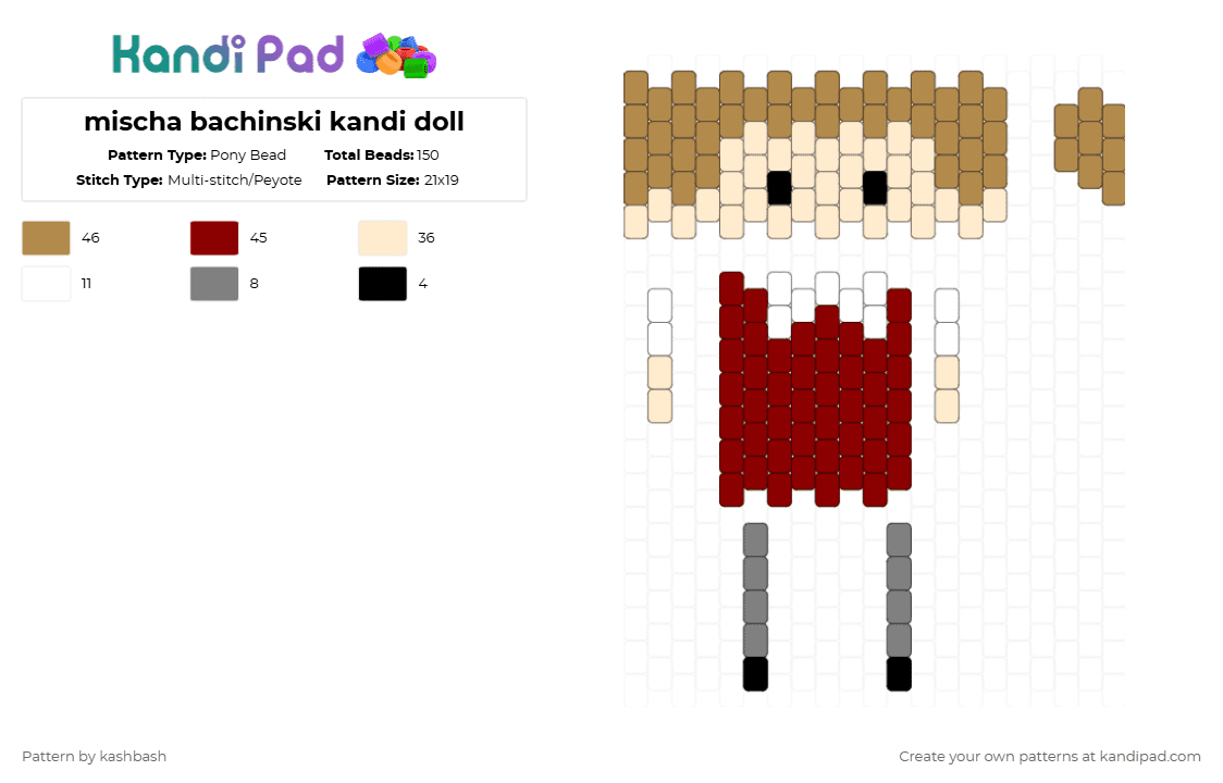 Mischa bachinski kandi doll Pony Bead Pattern - Kandi Pad | Kandi ...