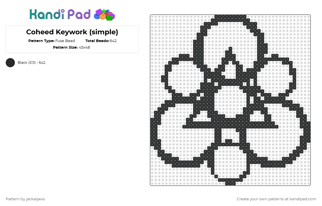 Coheed Keywork (simple) Fuse Bead Pattern - Kandi Pad | Kandi Patterns ...