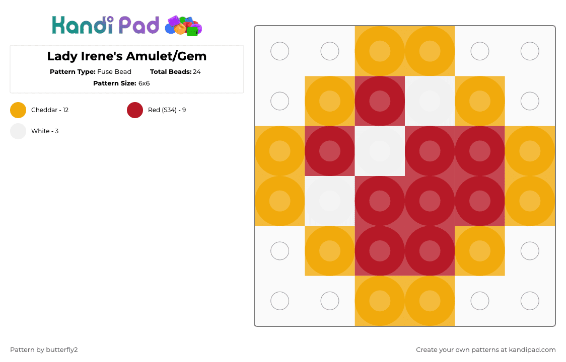 Lady Irene's Amulet/Gem Fuse Bead Pattern - Kandi Pad | Kandi Patterns ...