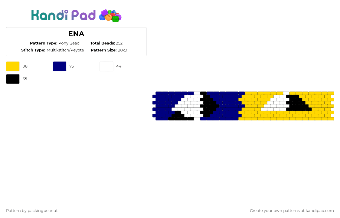 ENA Pony Bead Pattern - Kandi Pad | Kandi Patterns, Fuse Bead Patterns ...