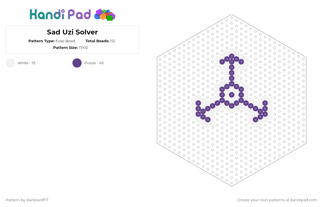 Sad Uzi Solver Fuse Bead Pattern - Kandi Pad | Kandi Patterns, Fuse ...