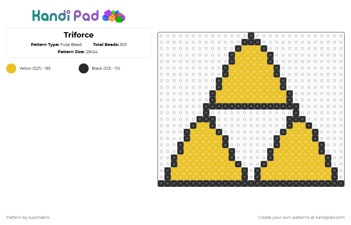 Triforce Fuse Bead Pattern - Kandi Pad | Kandi Patterns, Fuse Bead ...