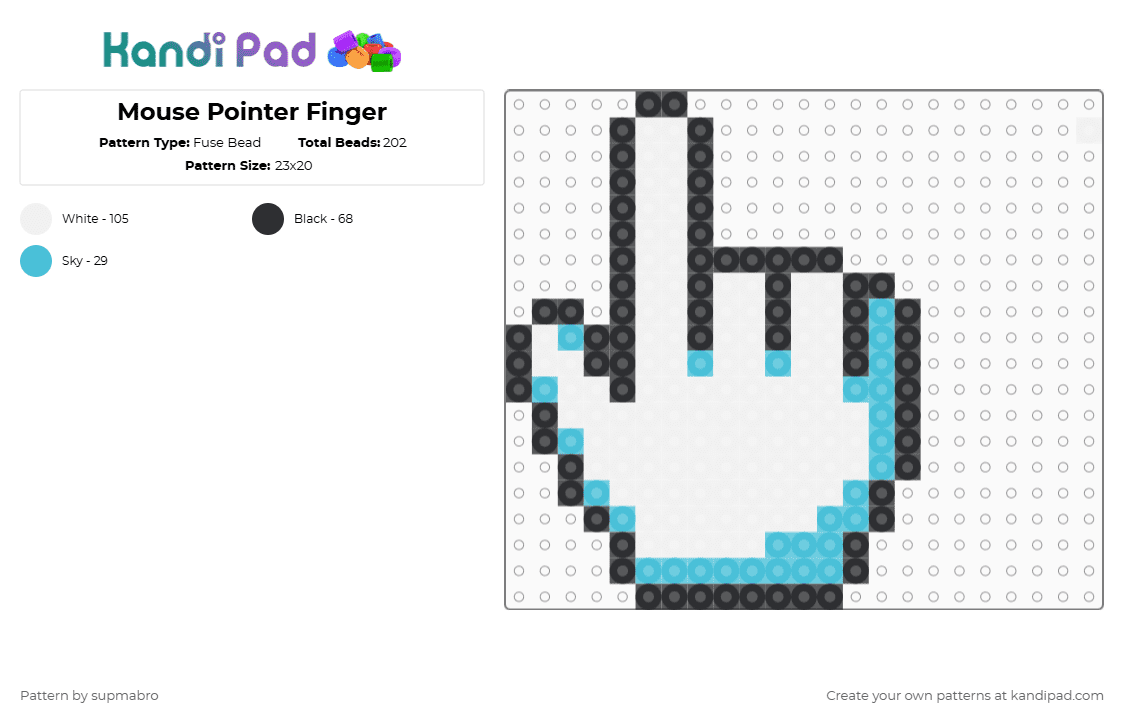 Mouse Pointer Finger Fuse Bead Pattern - Kandi Pad | Kandi Patterns ...