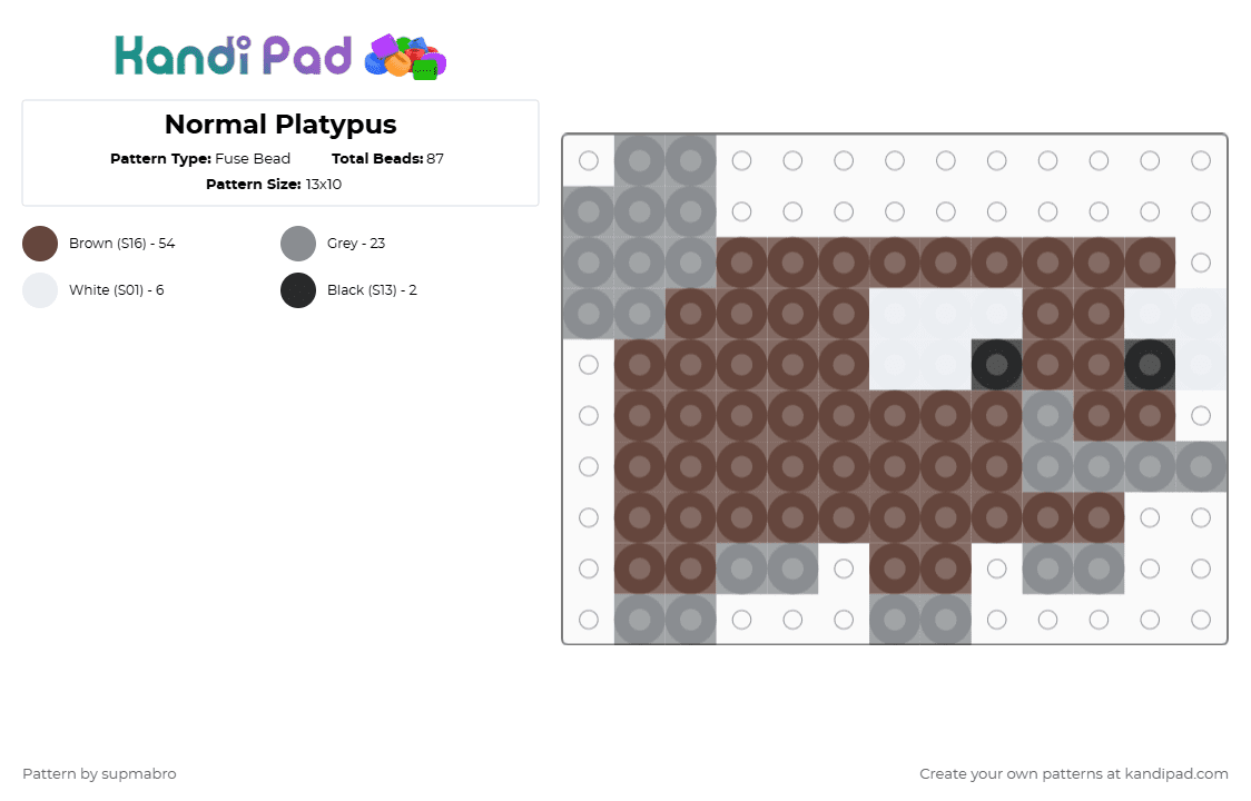 Normal Platypus Fuse Bead Pattern - Kandi Pad | Kandi Patterns, Fuse ...