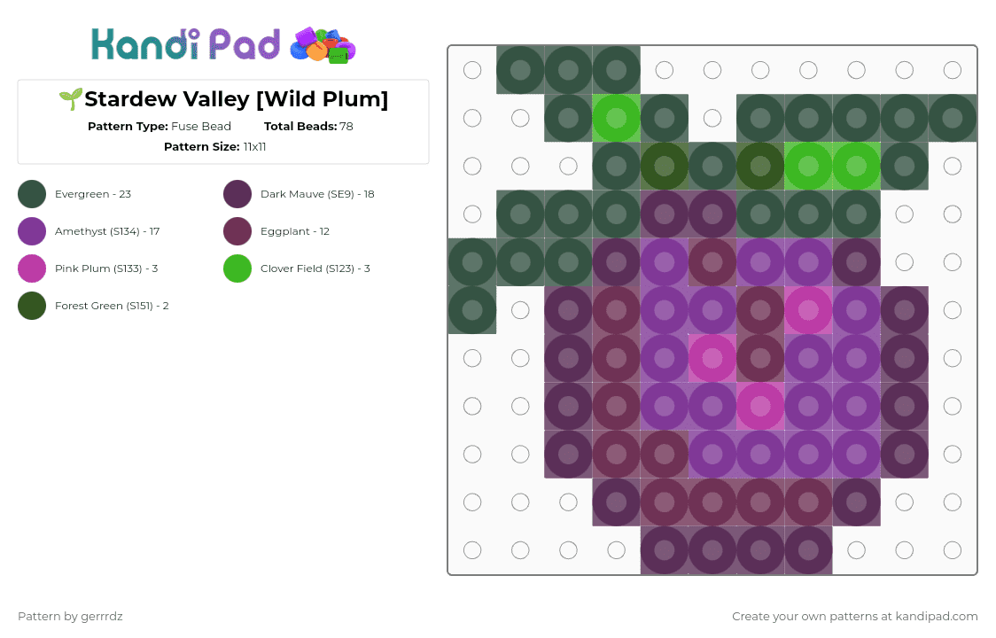🌱Stardew Valley [Wild Plum] Fuse Bead Pattern - Kandi Pad | Kandi ...