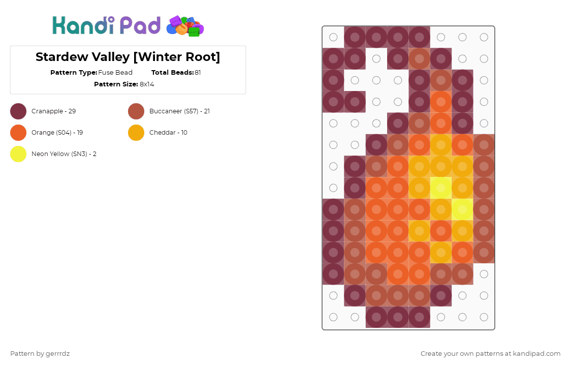 🌱Stardew Valley [Winter Root] Fuse Bead Pattern - Kandi Pad | Kandi ...