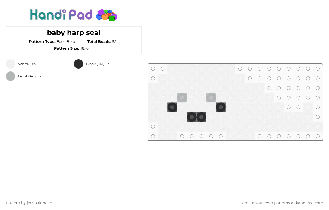 Baby harp seal Fuse Bead Pattern - Kandi Pad | Kandi Patterns, Fuse ...