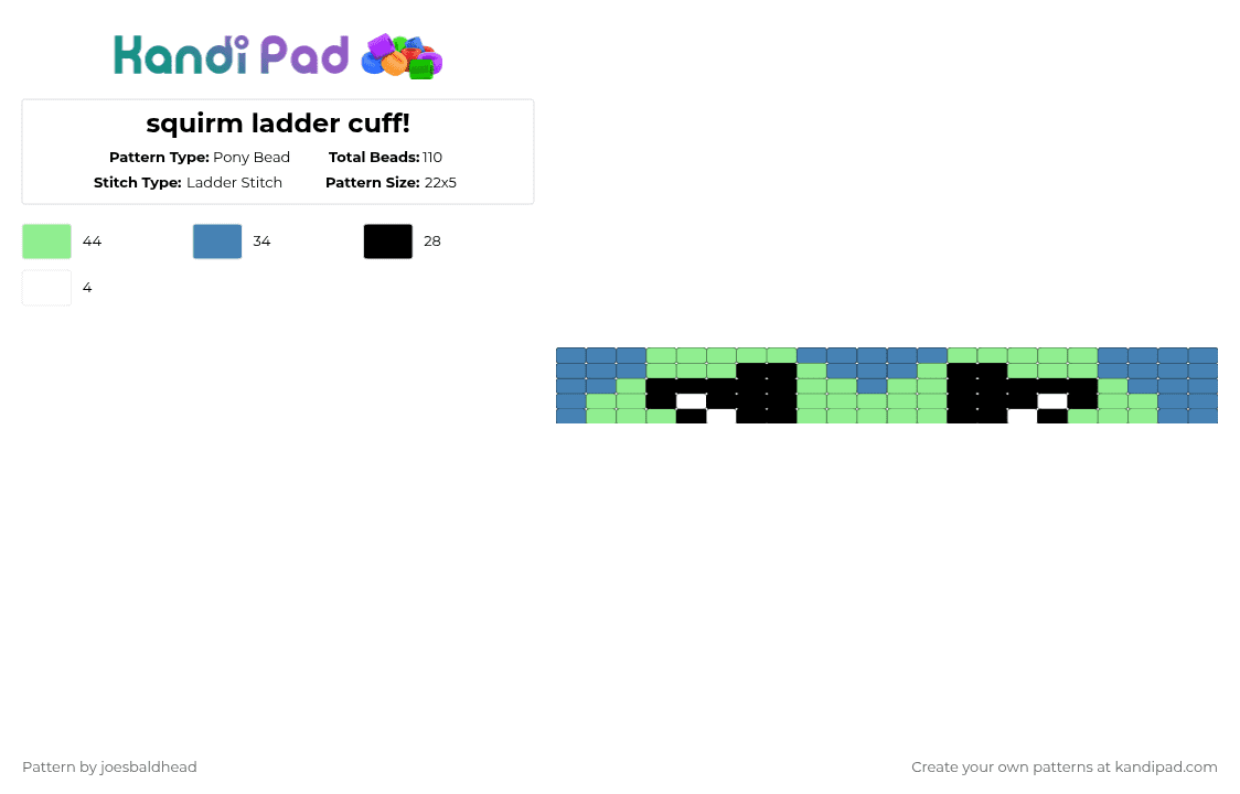 Squirm ladder cuff! Pony Bead Pattern - Kandi Pad | Kandi Patterns ...