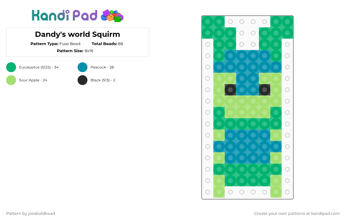Dandy's world Squirm Fuse Bead Pattern - Kandi Pad | Kandi Patterns ...